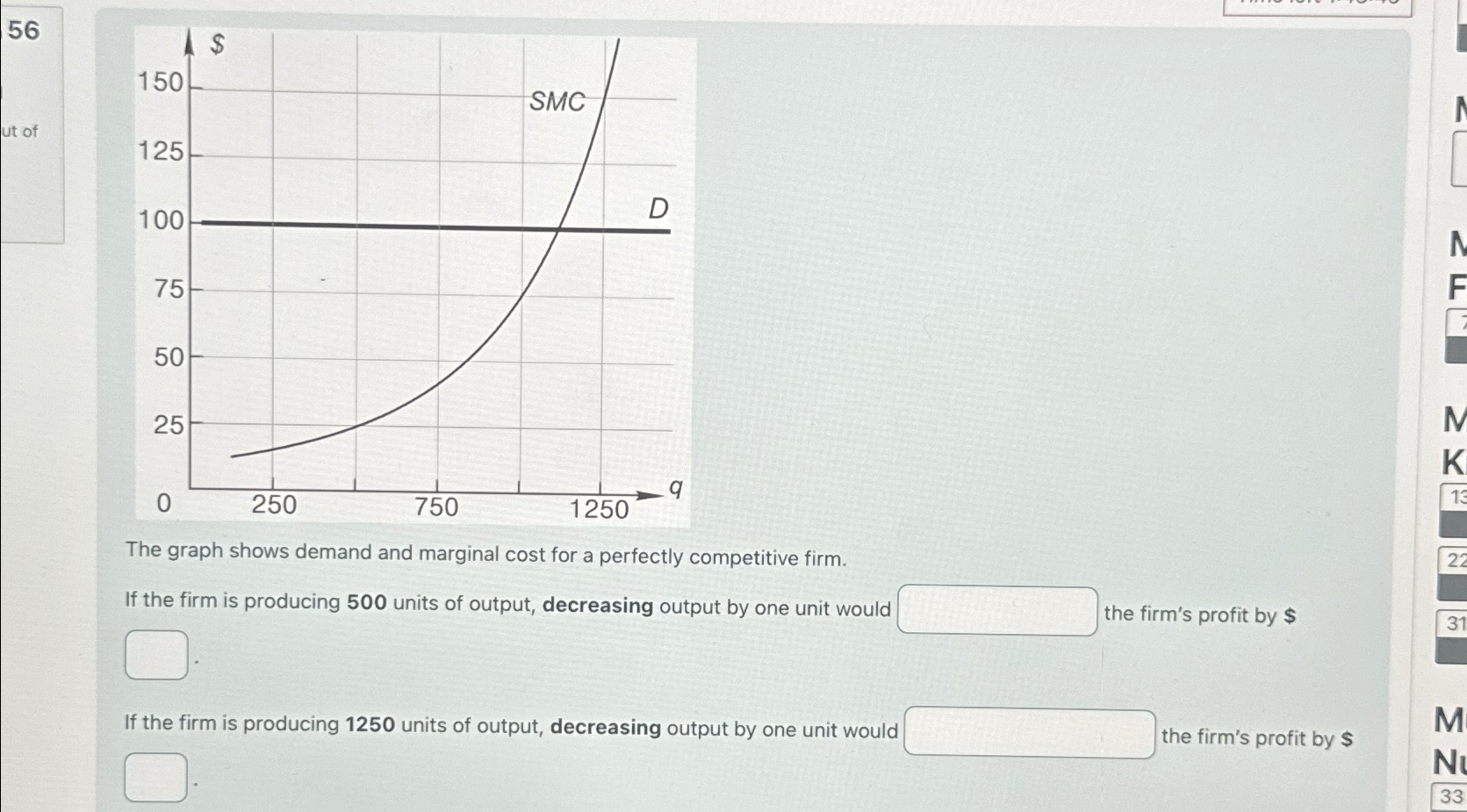 Solved 56The graph shows demand and marginal cost for a | Chegg.com