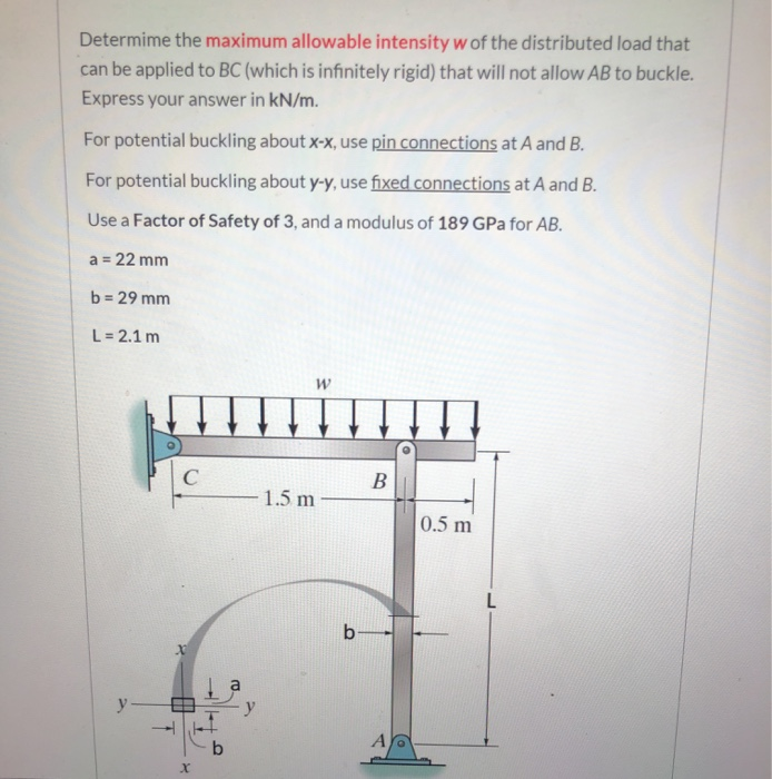 Solved Determime the maximum allowable intensity w of the | Chegg.com