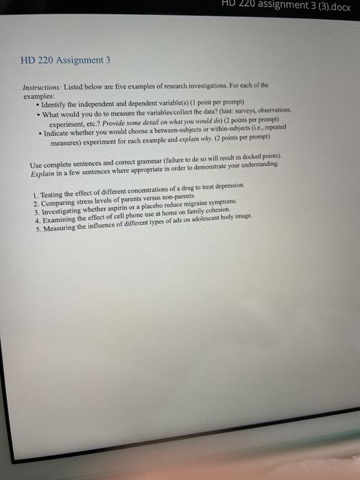 Solved HD 220 assignment 3 (3).docx HD 220 Assignment 3 | Chegg.com