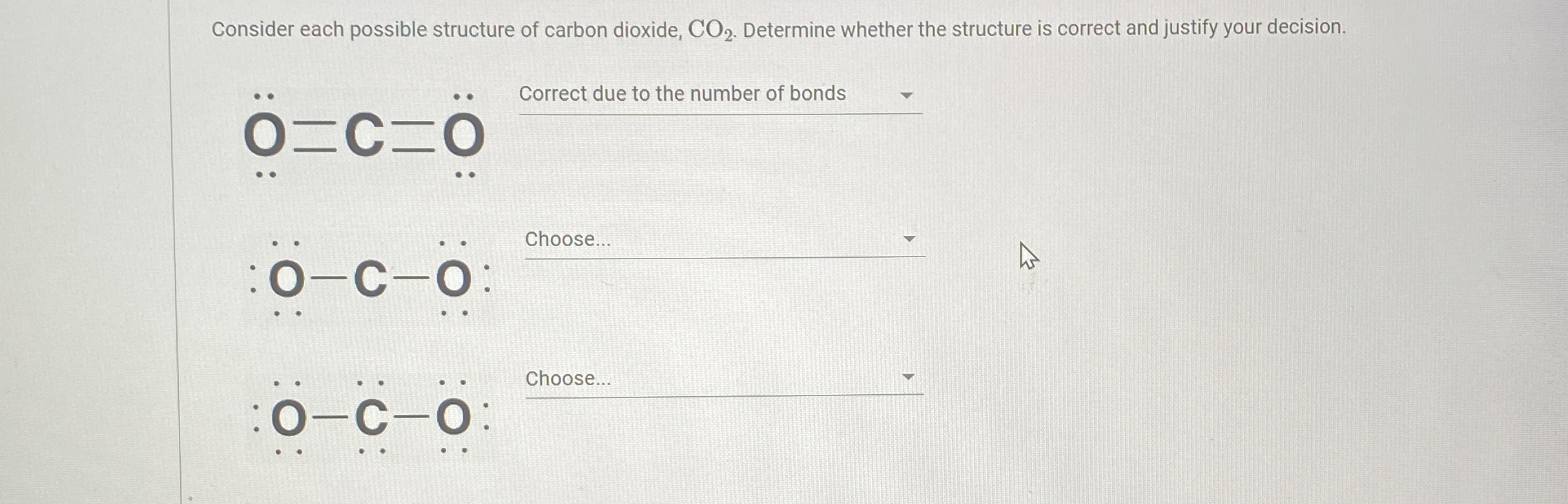 Solved Consider each possible structure of carbon dioxide, | Chegg.com