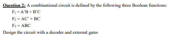 Solved Question 2: A combinational circuit is defined by the | Chegg.com