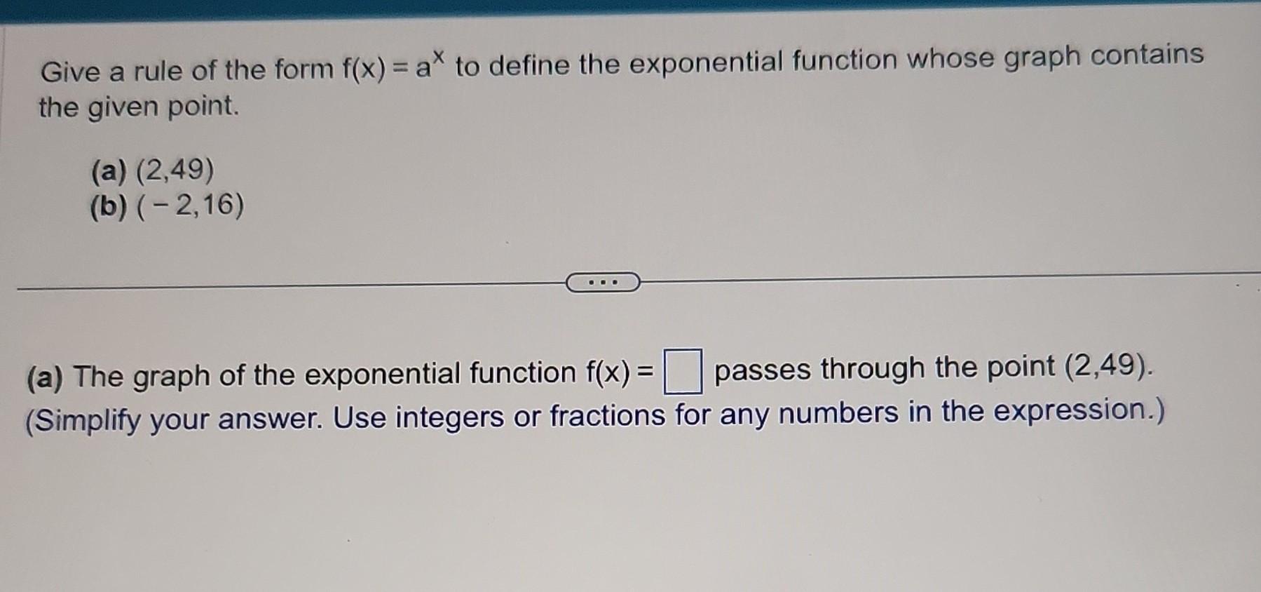 Solved Give a rule of the form f(x)=ax to define the | Chegg.com