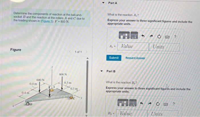 Solved Determine the components of reaction at the | Chegg.com