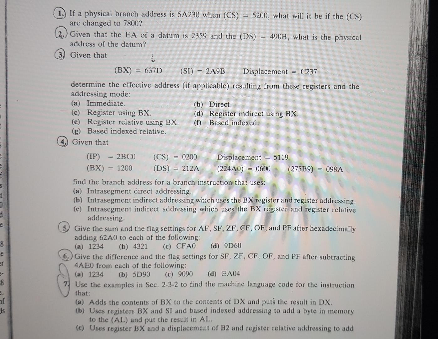 Solved If a physical branch address is 5A230 when (CS) 5200, | Chegg.com