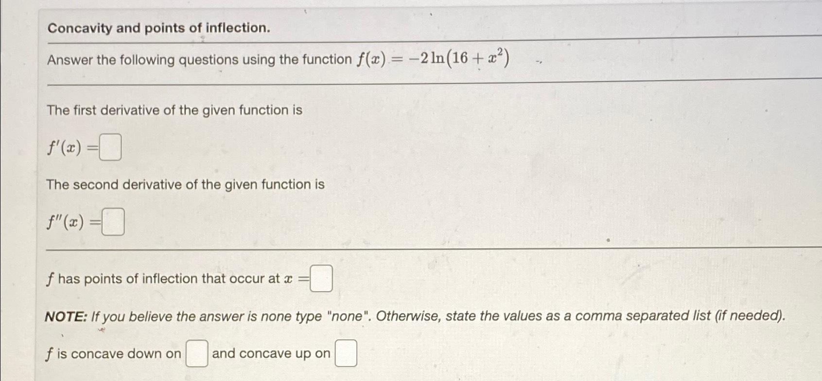 Solved Concavity and points of inflection.Answer the | Chegg.com