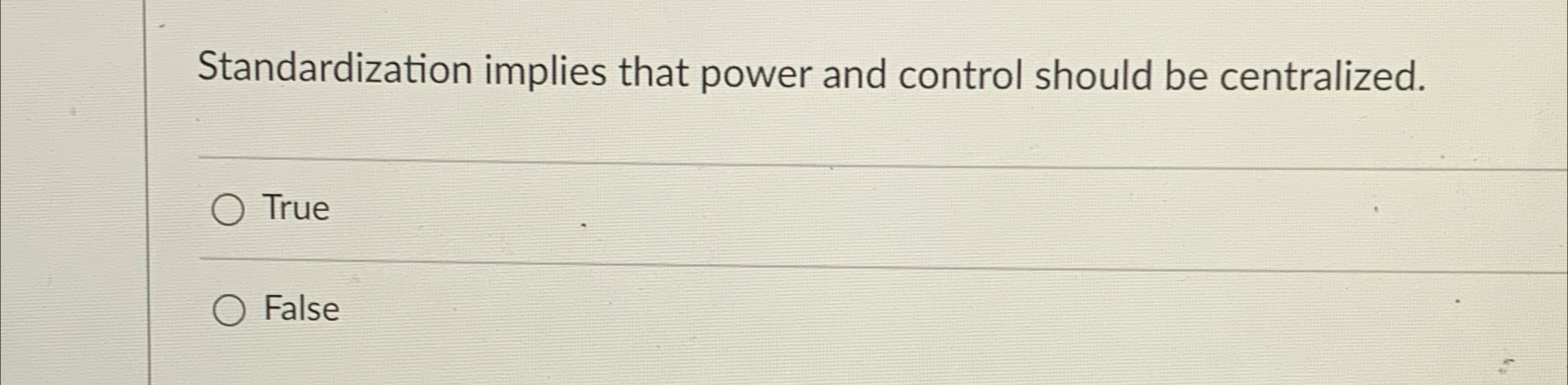 Solved Standardization implies that power and control should | Chegg.com
