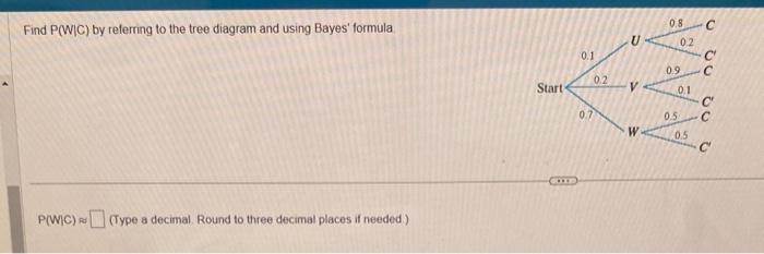 Solved Find P(W∣C) by referring to the tree diagram and | Chegg.com