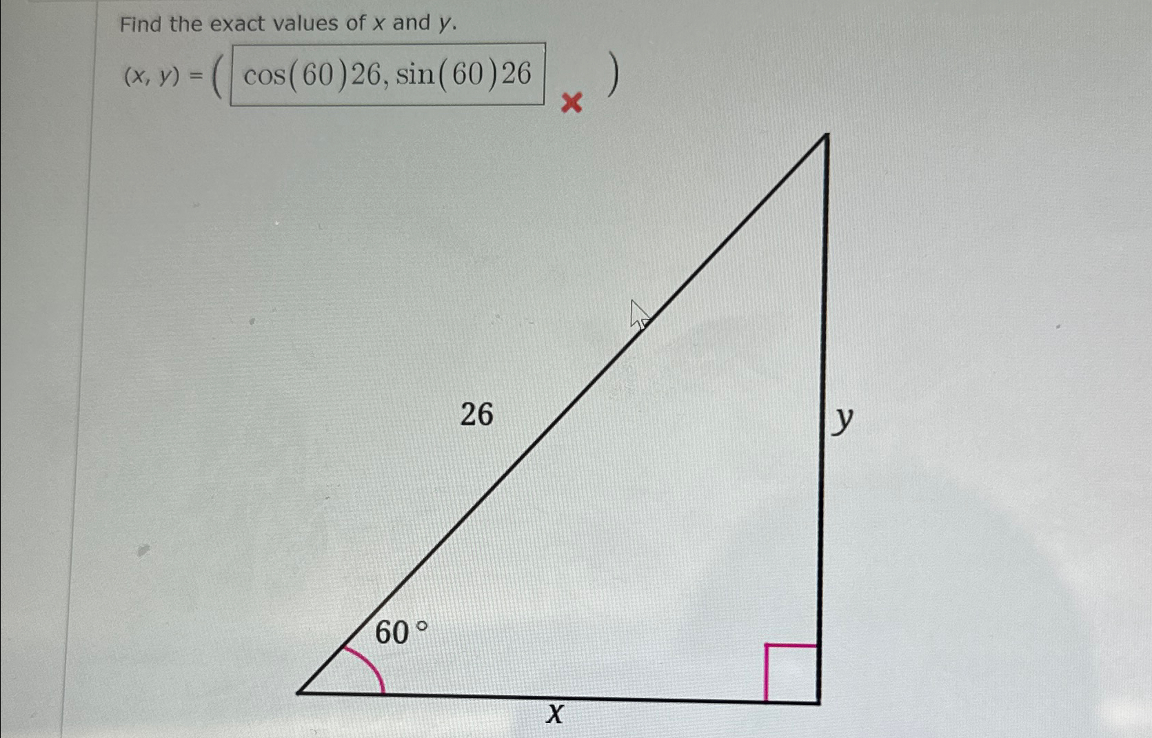 Solved Find the exact values of x ﻿and y.(x,y)= | Chegg.com