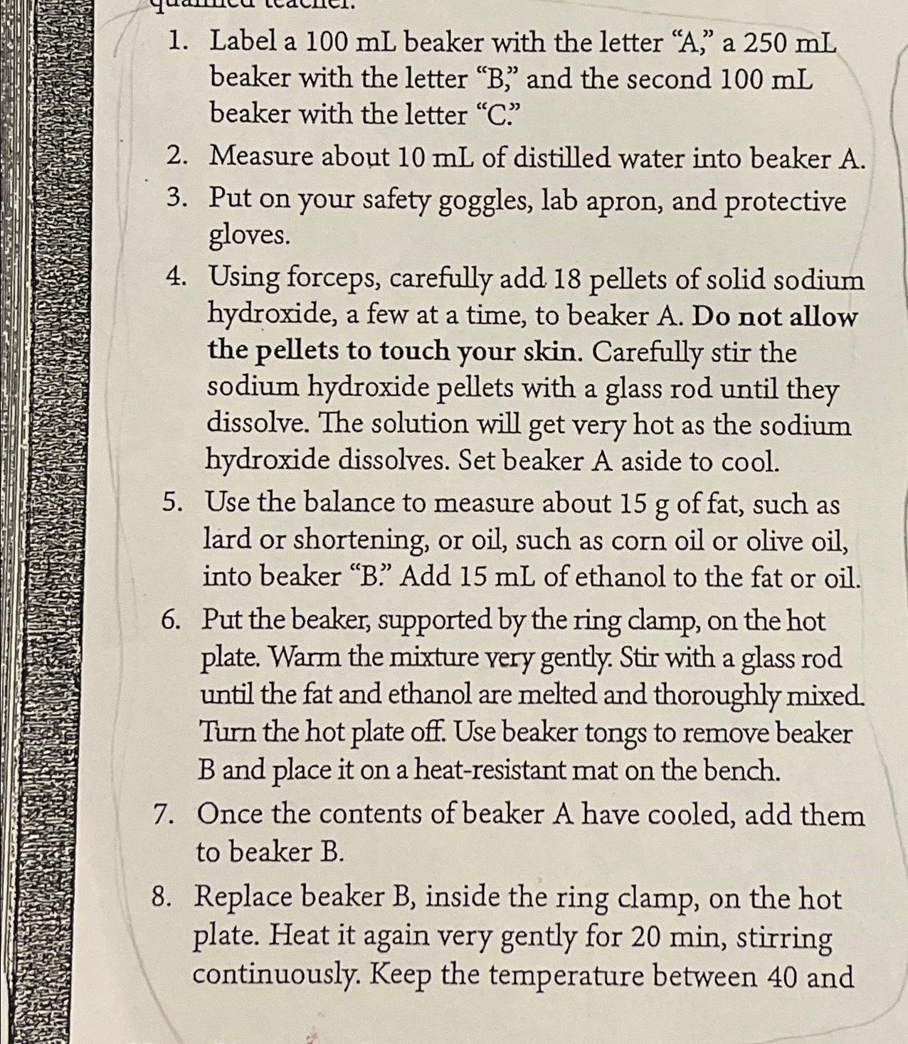 Put these sentences in past tense Label a 100mL | Chegg.com