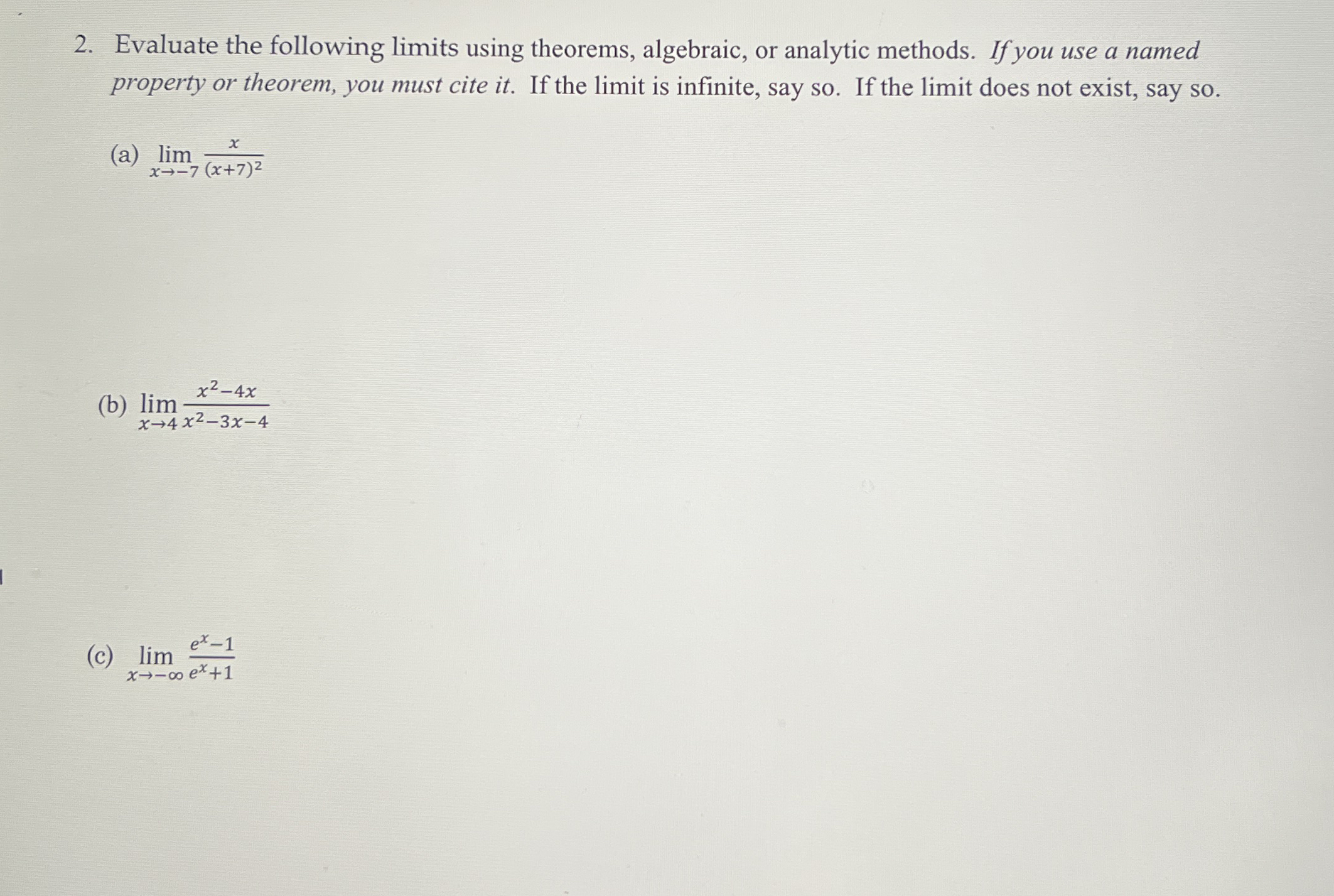 Solved Evaluate the following limits using theorems, | Chegg.com