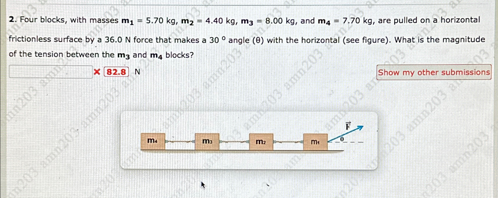 Solved Four blocks, with masses | Chegg.com