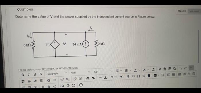 Solved Determine the value of V and the power supplied by | Chegg.com