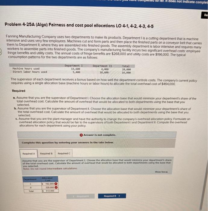 Solved Problem 4-25A (Algo) Fairness and cost pool | Chegg.com
