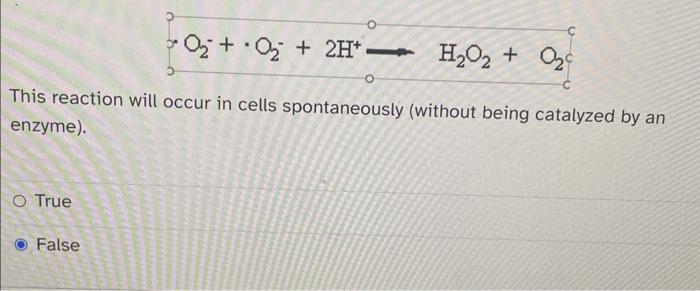 Solved O2−+⋅O2−+2H+ H2O2+O2C This reaction will occur in | Chegg.com