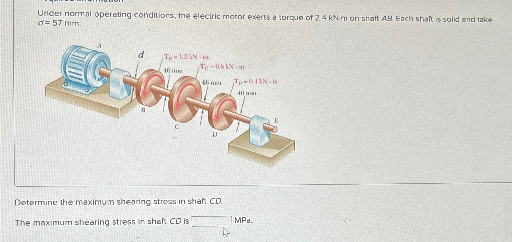 Solved Under normal operating conditions, the electric motor | Chegg.com