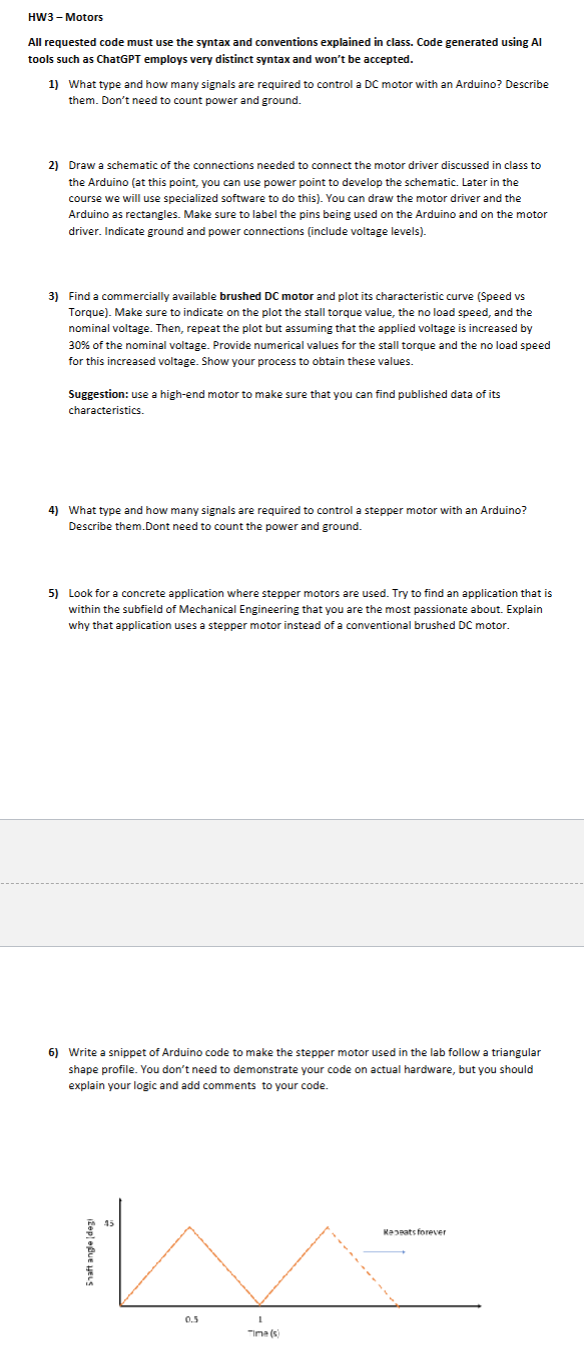 HW3 - ﻿Motors All requested code must use the syntax | Chegg.com