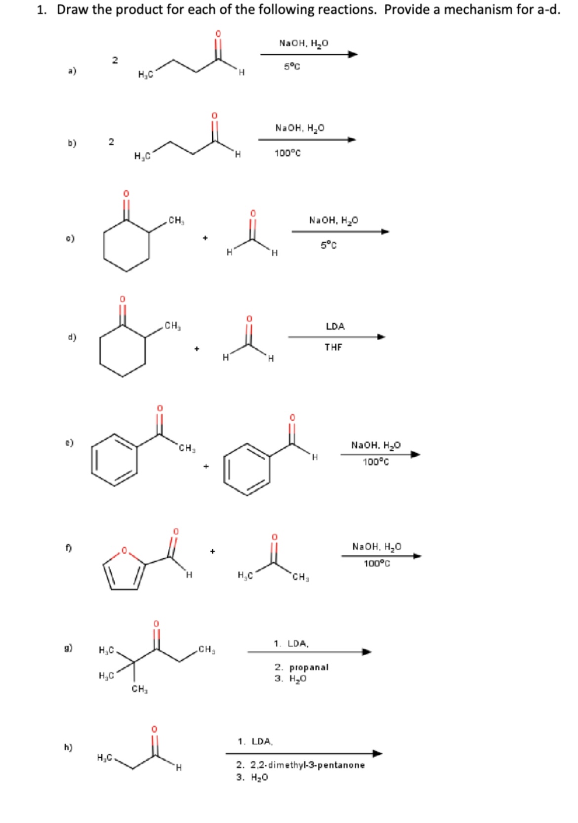 Solved Draw the product for each of the following reactions. | Chegg.com
