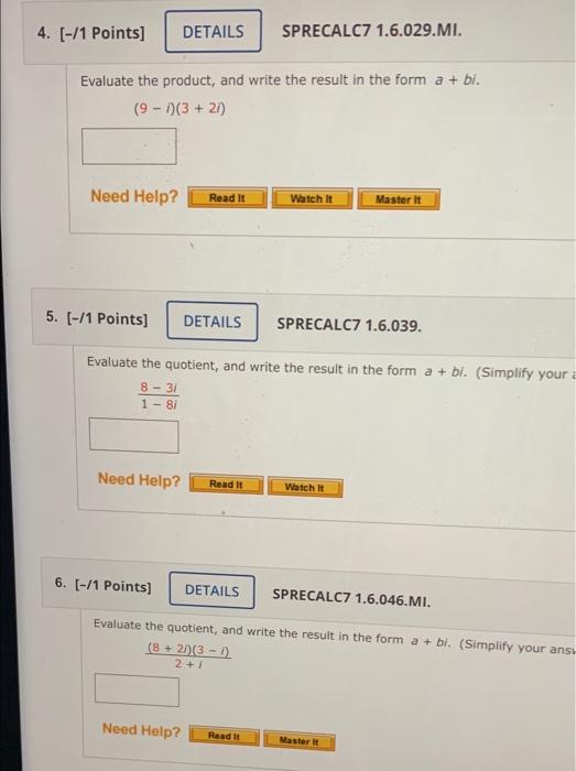Solved 4. (-/1 Points] DETAILS SPRECALC7 1.6.029.MI. | Chegg.com