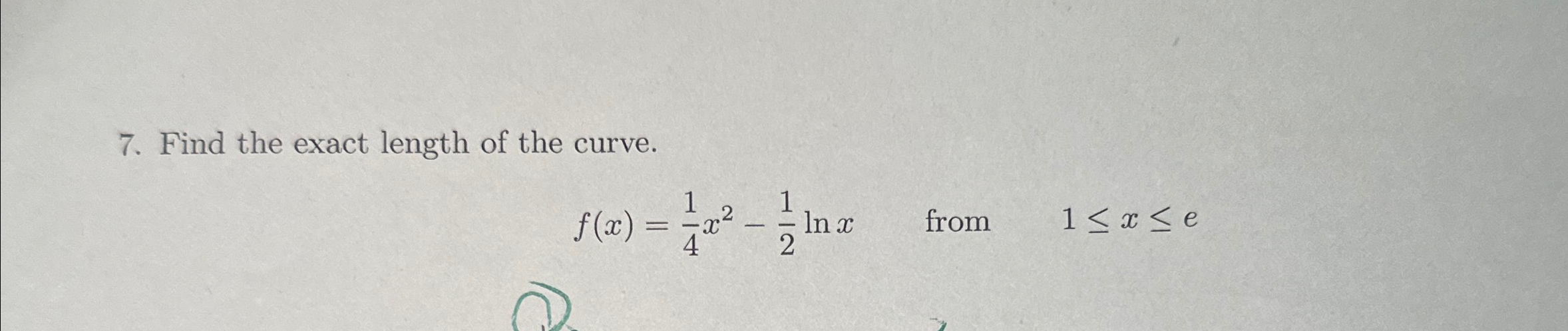 Solved Find the exact length of the curve.f(x)=14x2-12lnx, | Chegg.com
