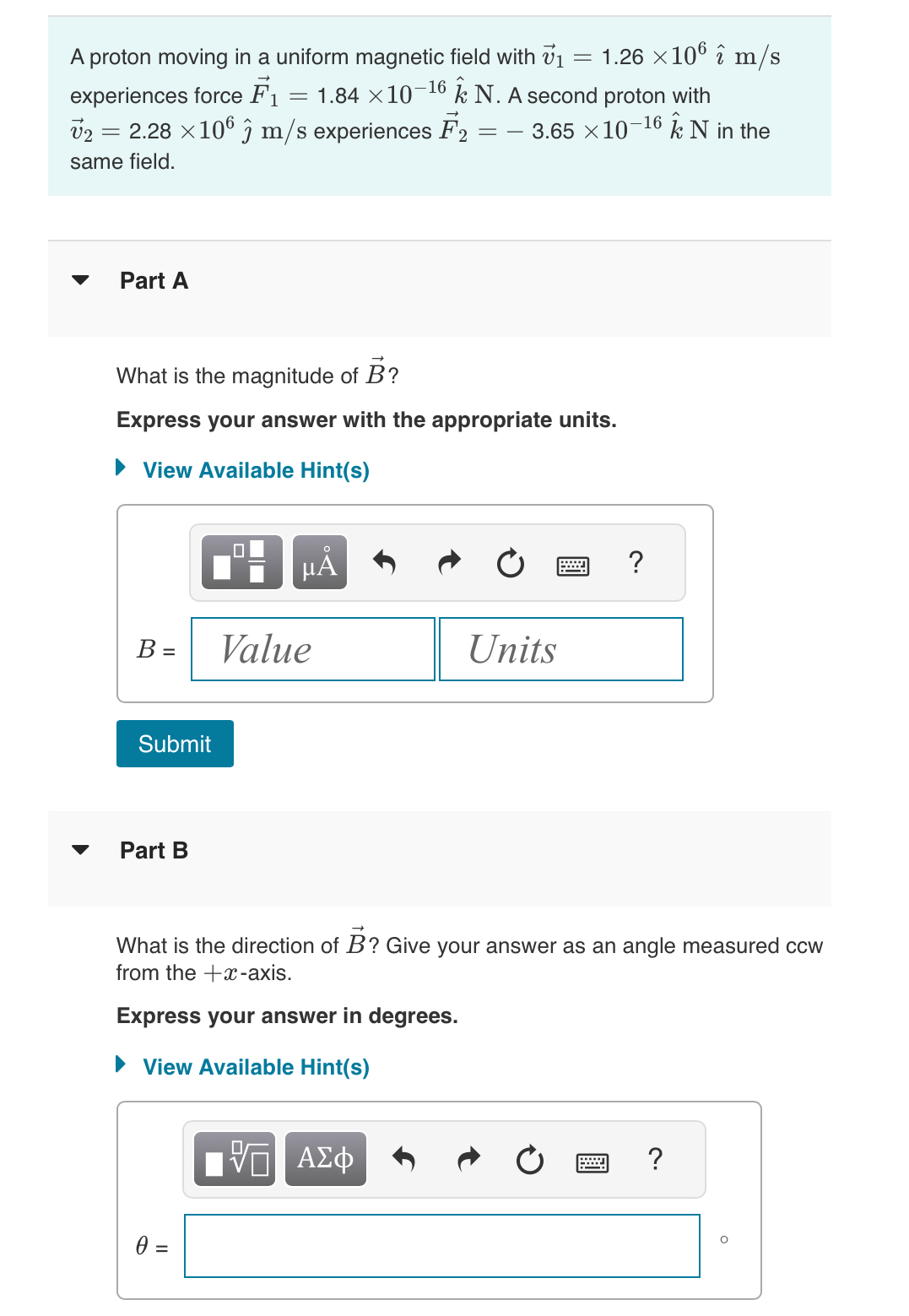 Solved A proton moving in a uniform magnetic field with | Chegg.com