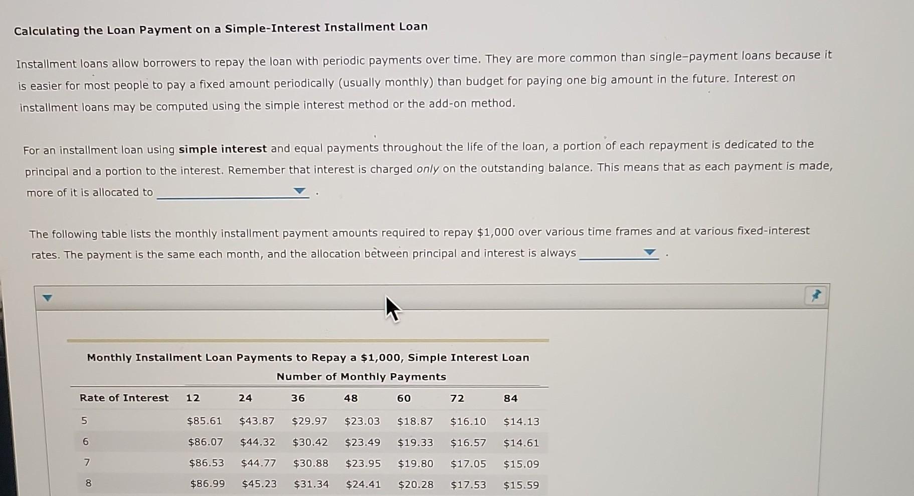 Solved Calculating the Loan Payment on a Simple-Interest | Chegg.com