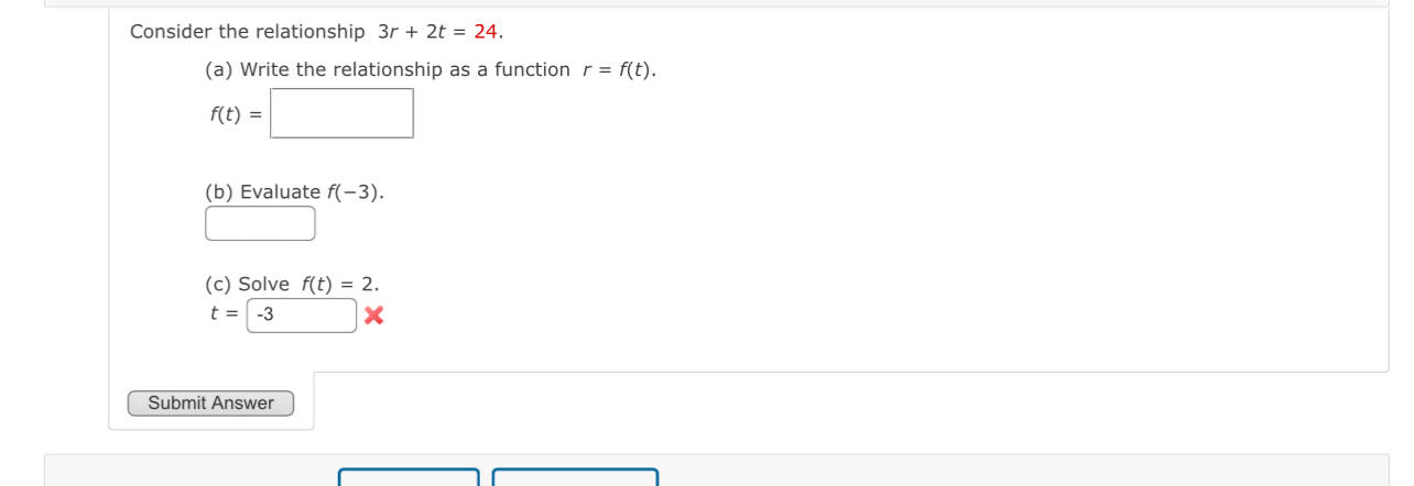 Solved Consider the relationship 3r+2t=24.(a) ﻿Write the | Chegg.com