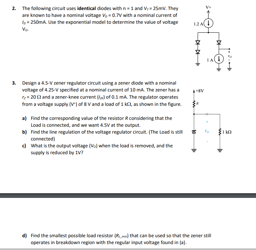 Solved The following circuit uses identical diodes with n=1 | Chegg.com