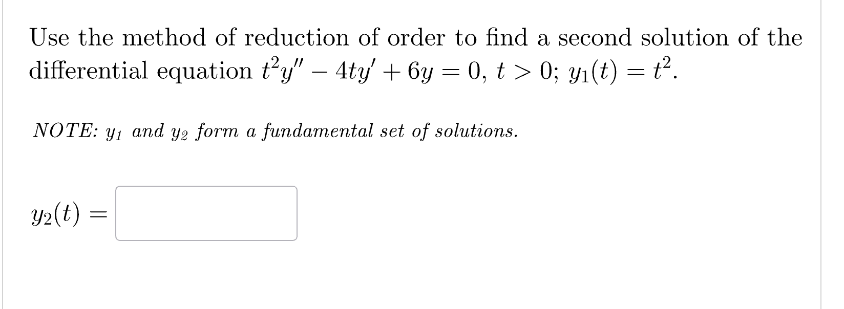 Solved Use the method of reduction of order to find a second | Chegg.com