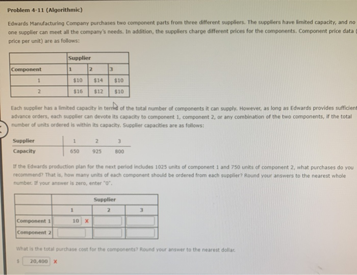 Solved Problem 4-11 (Algorithmic) Edwards Manufacturing | Chegg.com