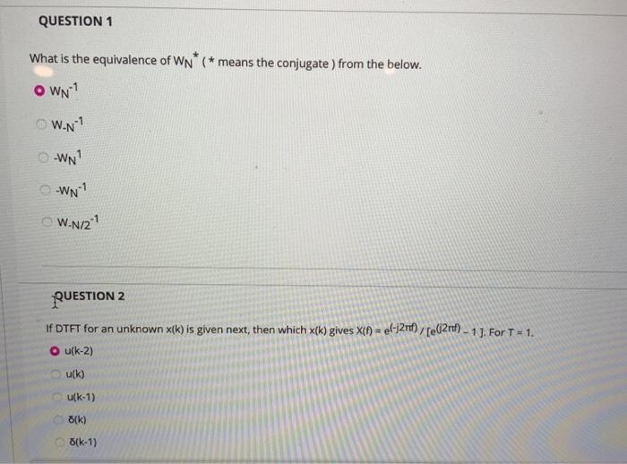 Solved QUESTION 1 What is the equivalence of WN* (* means | Chegg.com