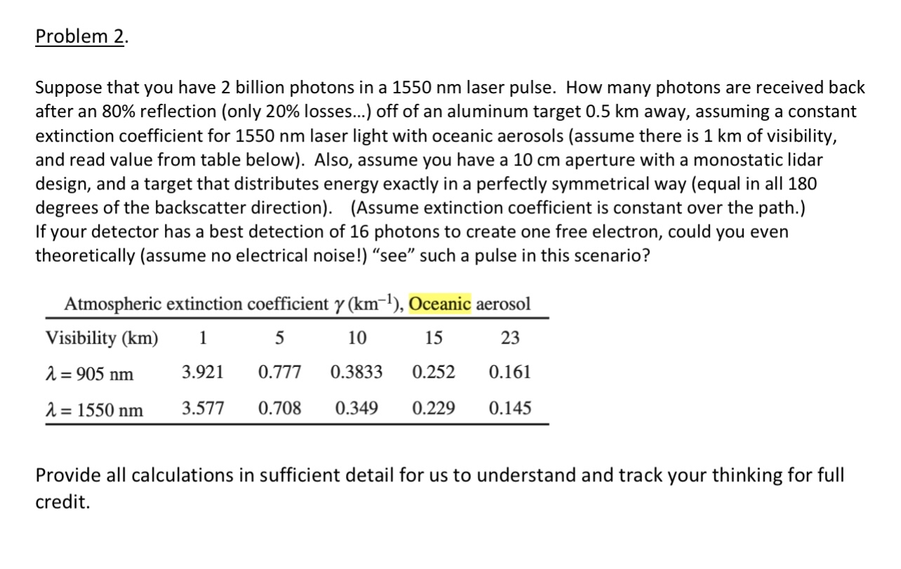 Solved Problem 2 .Suppose that you have 2 ﻿billion photons | Chegg.com