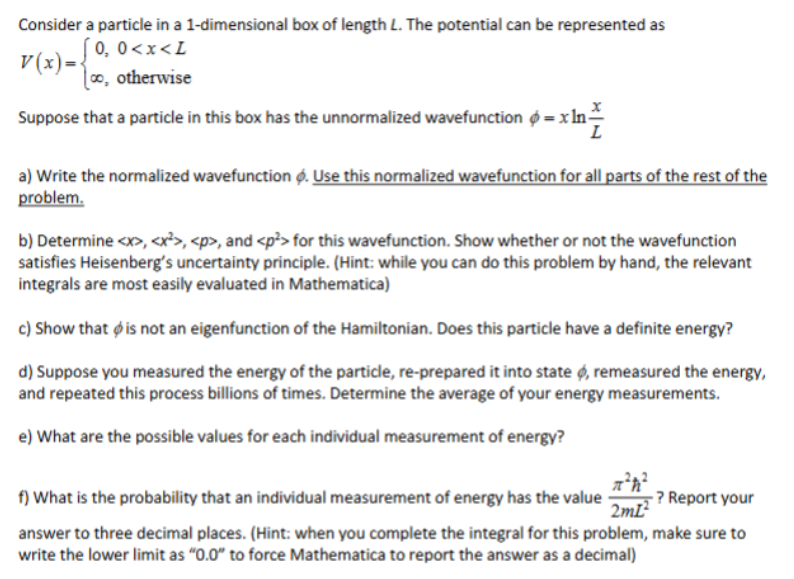 Consider a particle in a 1 -dimensional box of | Chegg.com