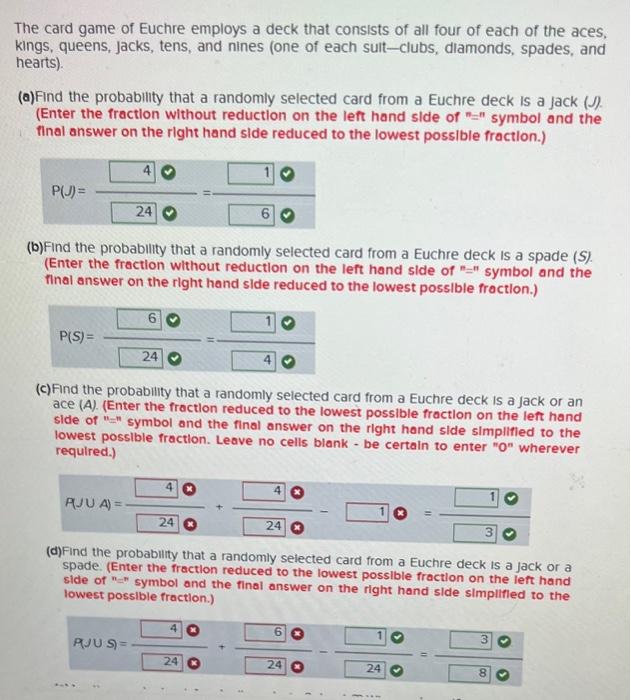 Solved The card game of Euchre employs a deck that consists | Chegg.com