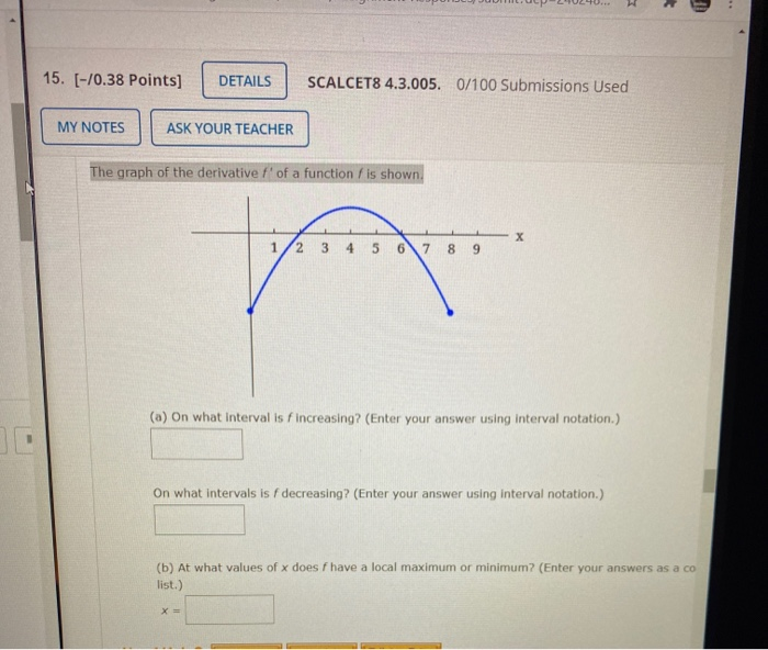Solved 15. [-/0.38 Points] DETAILS SCALCET8 4.3.005.0/100 | Chegg.com
