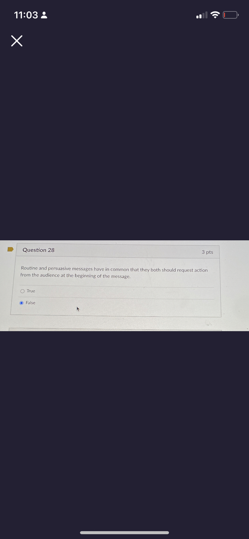 Solved 11:0,Question 283 ﻿ptsRoutine and persuasive messages | Chegg.com