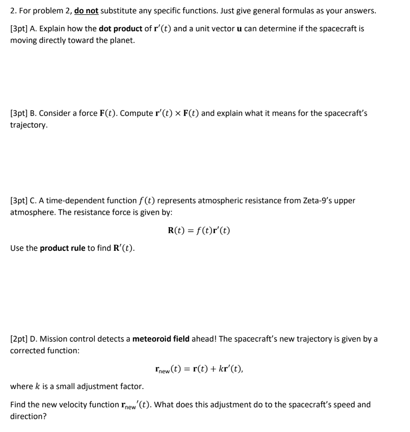 Solved For problem 2, do ﻿not substitute any specific | Chegg.com