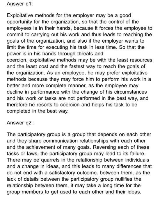 Solved Answer q1: Exploitative methods for the employer may | Chegg.com