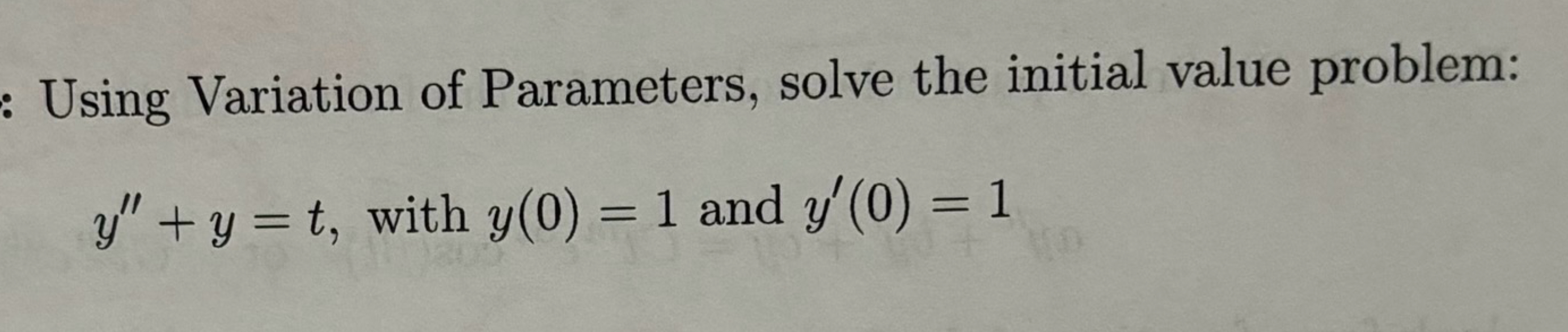Solved Using Variation of Parameters, solve the initial | Chegg.com