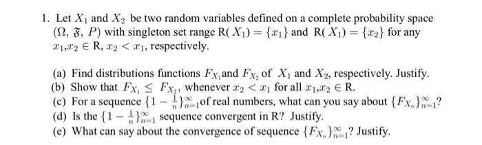 Solved 1. Let X1 and X2 be two random variables defined on a | Chegg.com