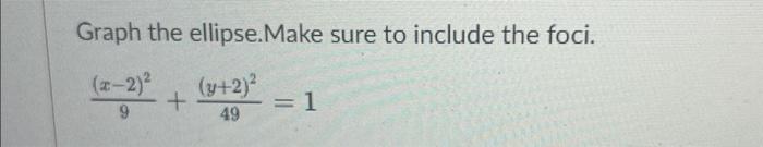 Solved Graph the ellipse. Make Sure to include the foci. | Chegg.com