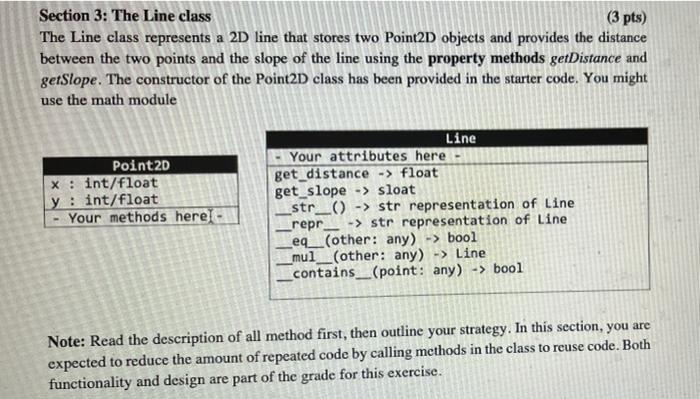 Solved Section 3: The Line class (3 pts) The Line class | Chegg.com