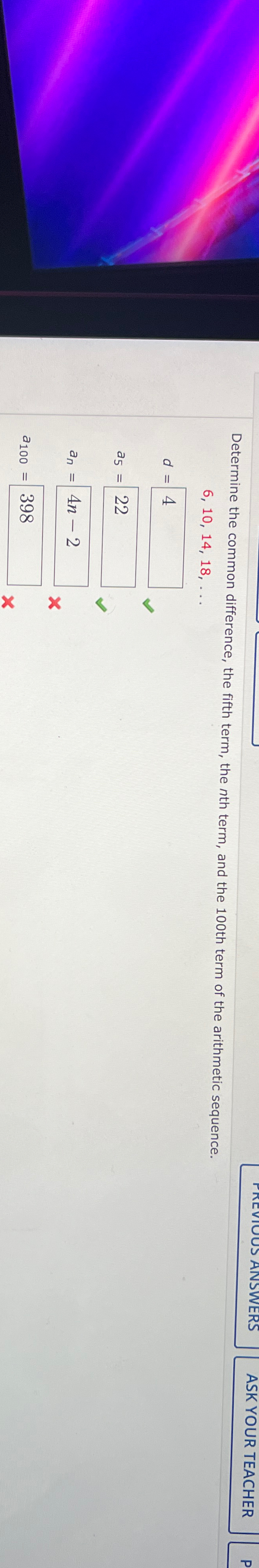 Solved Determine the common difference, the fifth term, the | Chegg.com