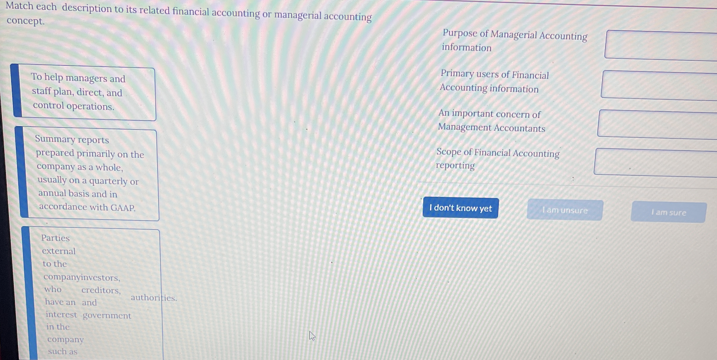 Solved Match each description to its related financial | Chegg.com