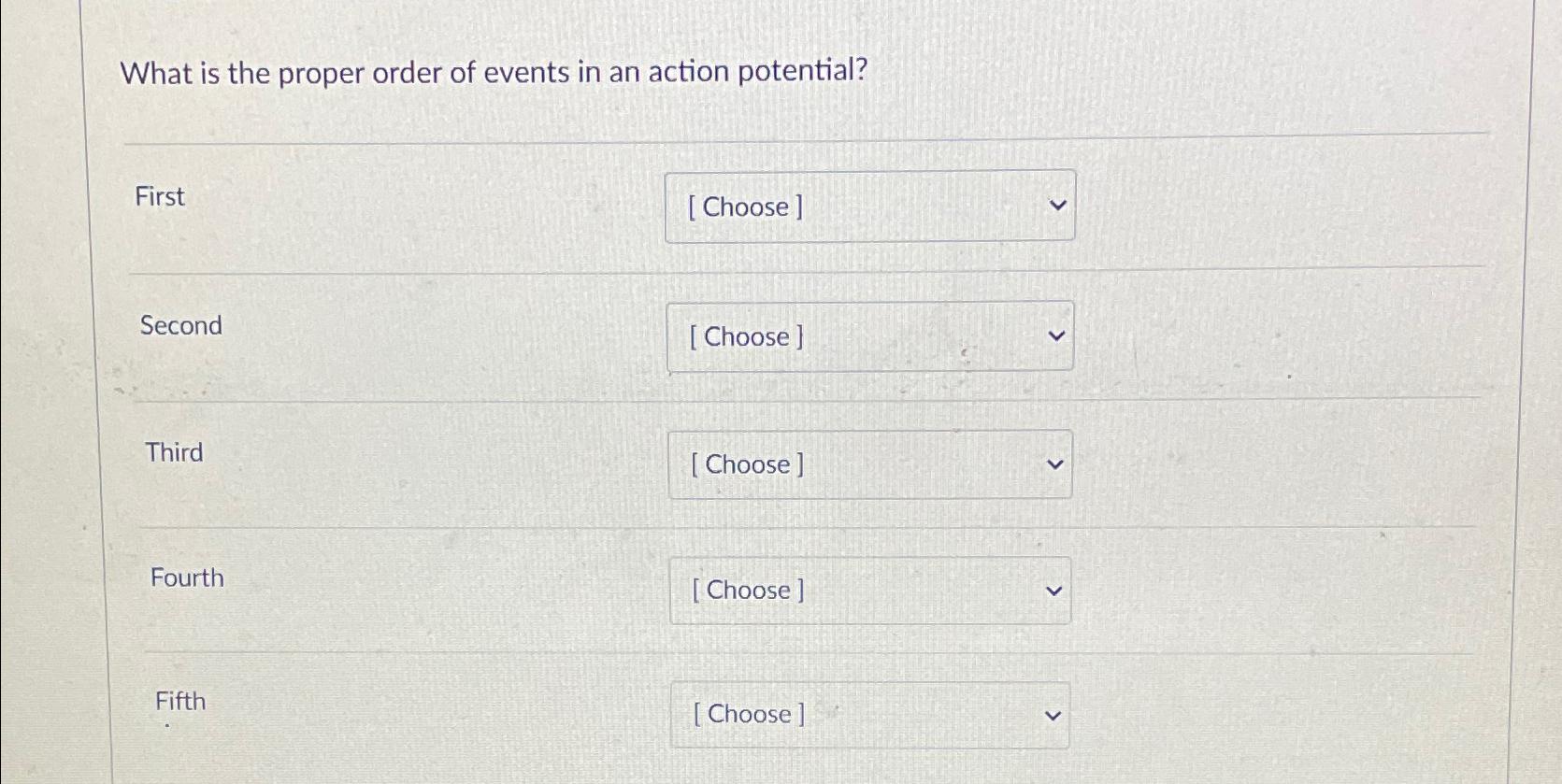 Solved What is the proper order of events in an action | Chegg.com