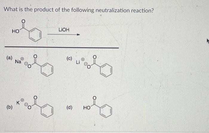 Solved What is the product of the following neutralization | Chegg.com