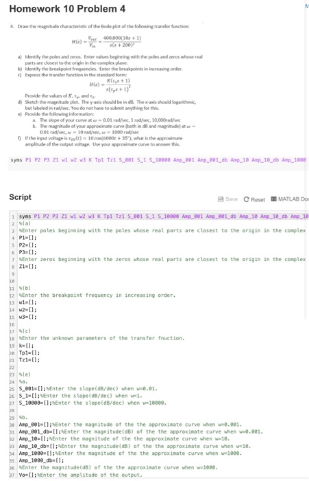 Solved Homework 10 Problem 4 4. Draw the magnitude | Chegg.com