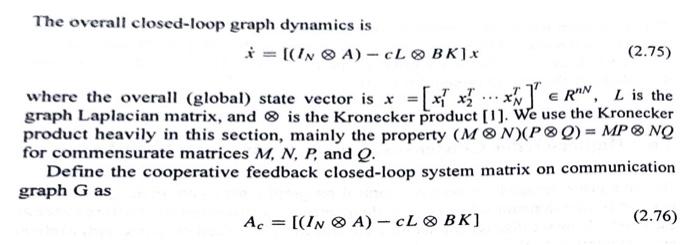 The overall closed-loop graph dynamics is | Chegg.com
