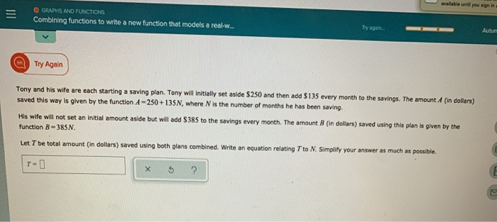 Solved Graphs And Functions Combining Functions To Write A