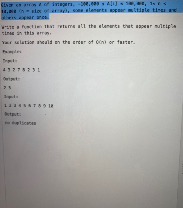 Solved Given an array A of integers, -100,000 s A[i] s | Chegg.com