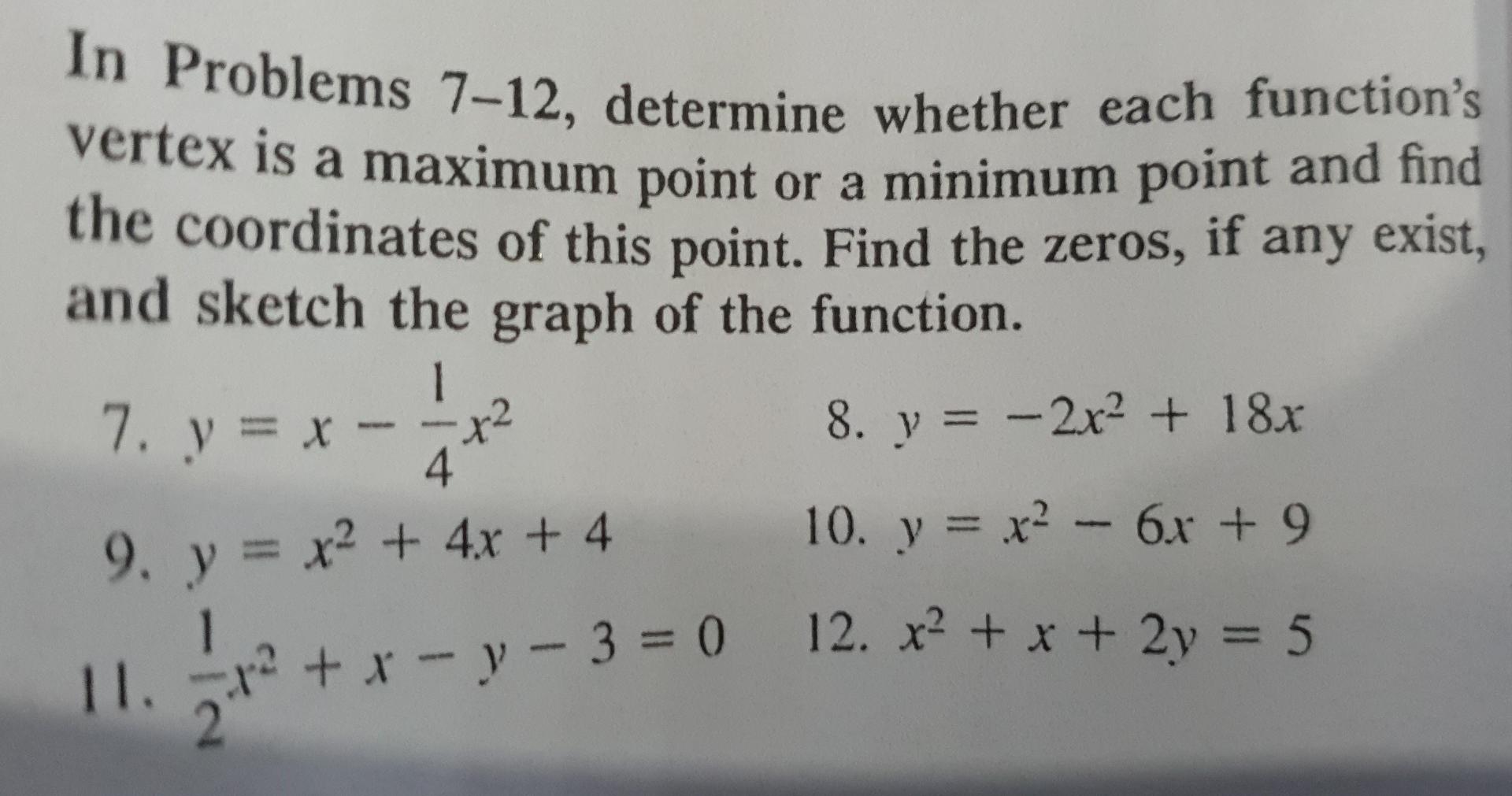 Solved In Problems 1-6, (a) find the vertex of the graph of | Chegg.com